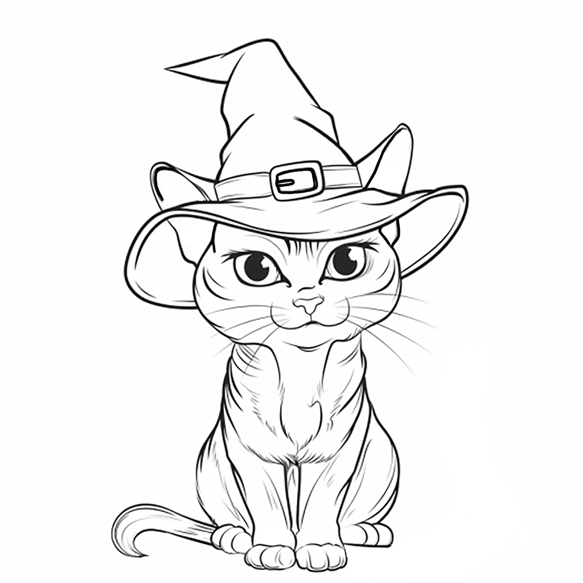 Free Halloween Cat Witch Spooky Season is Here Coloring Page — The Iced ...