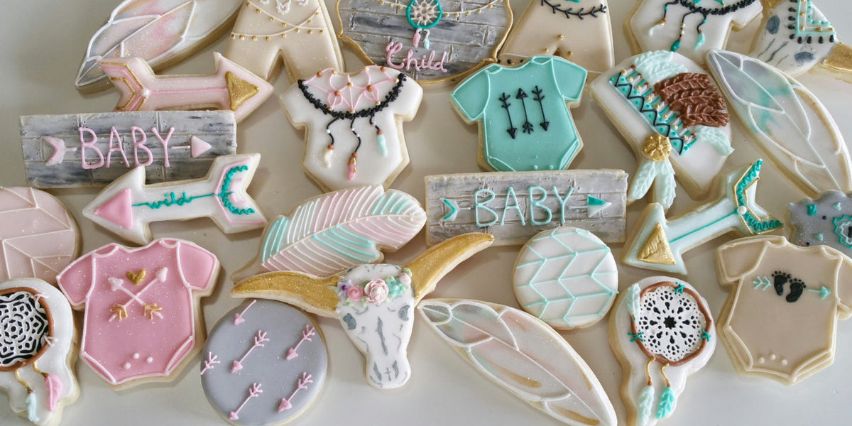 Little Boho Child Baby Shower Cookies — The Iced Sugar Cookie