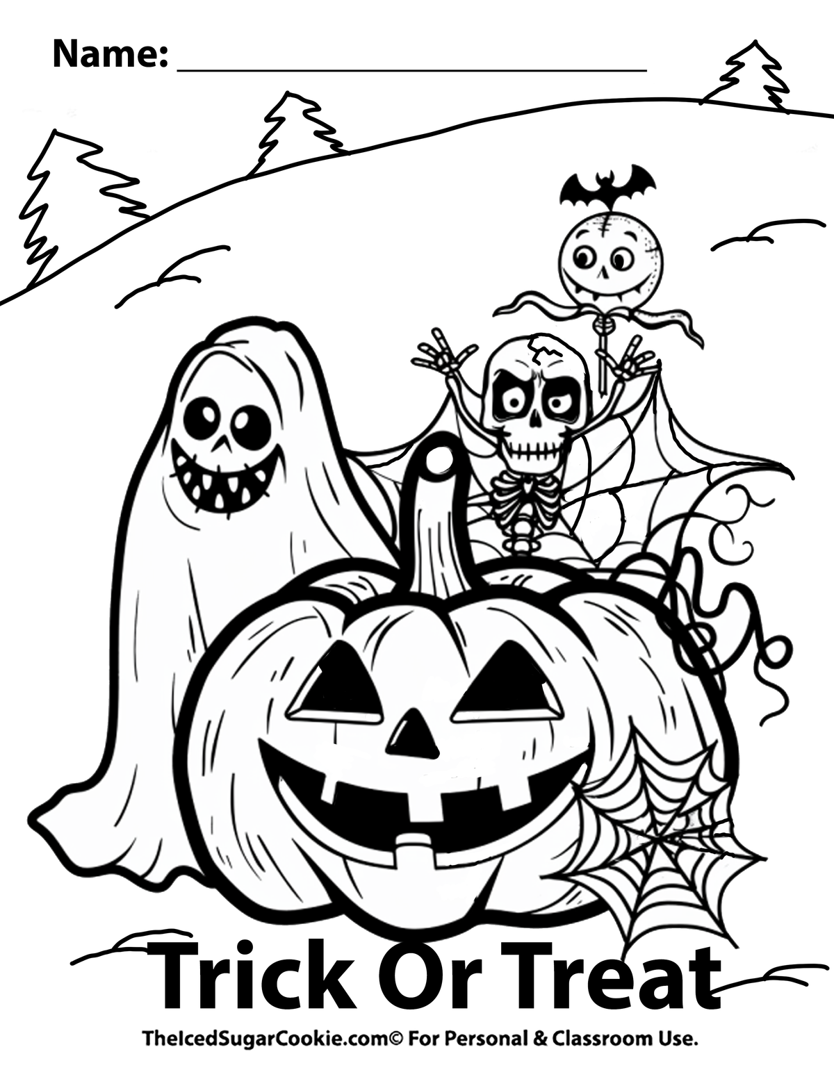 Halloween Fun Coloring Page — The Iced Sugar Cookie