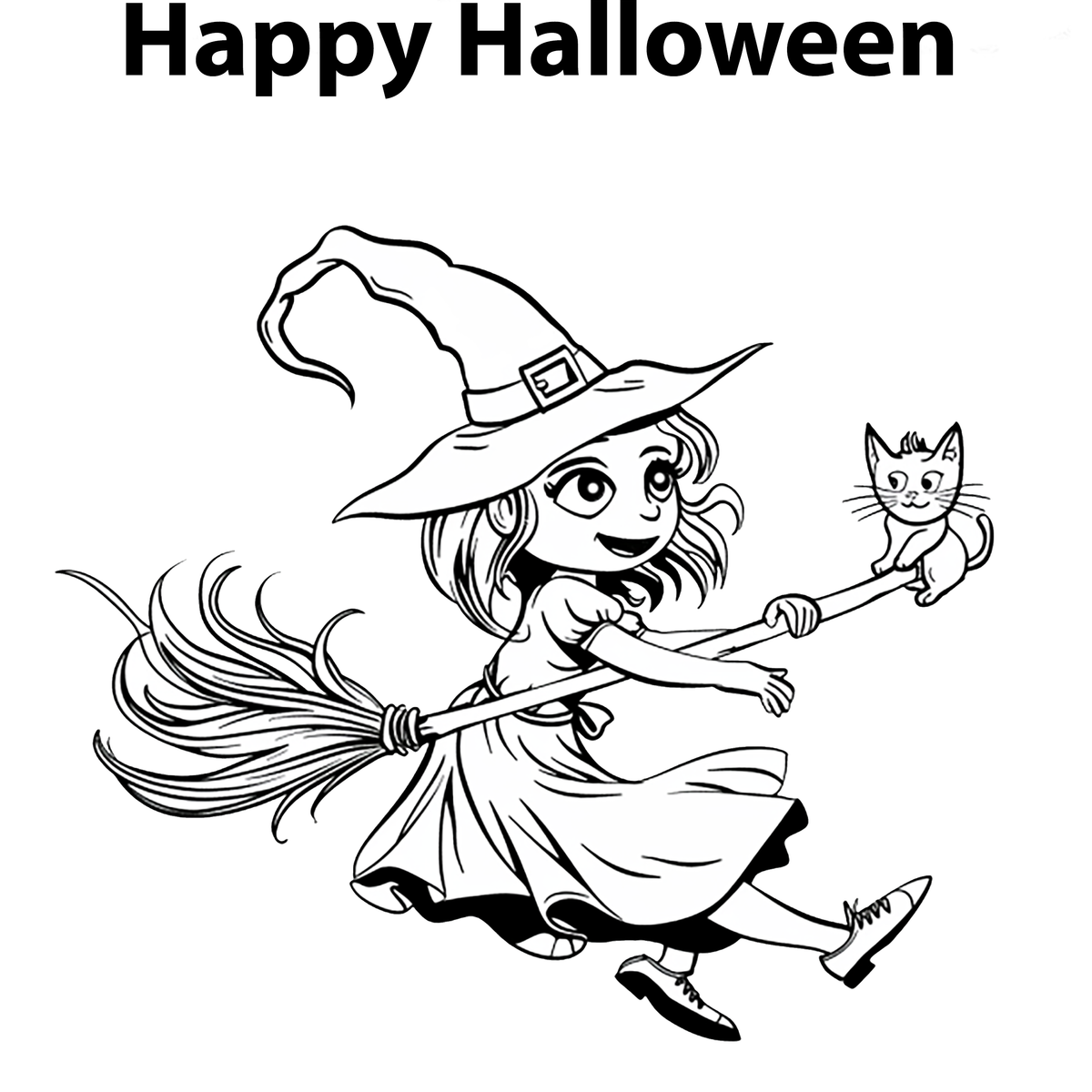 Free Halloween Witch With Cat Coloring Page — The Iced Sugar Cookie