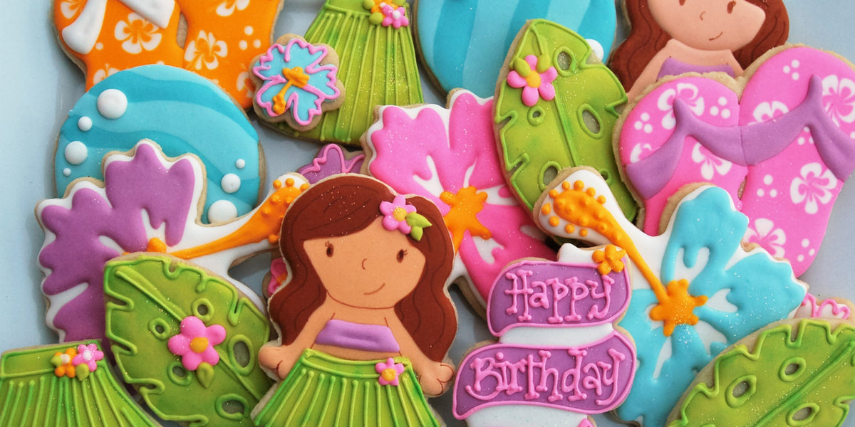 Hula Girls Birthday Party Sugar Cookies — The Iced Sugar Cookie