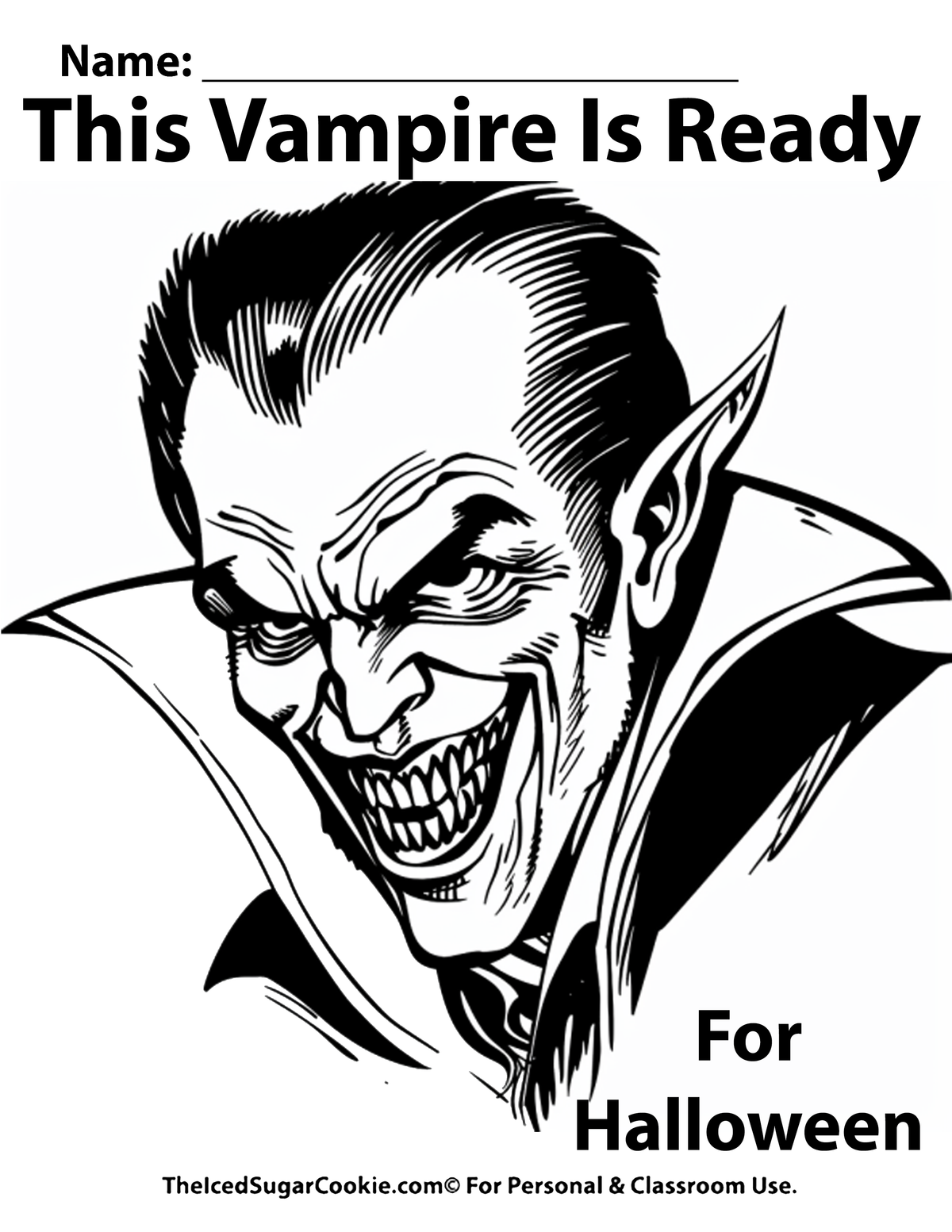 This Vampire Is Ready For Halloween Free Coloring Page — The Iced Sugar ...
