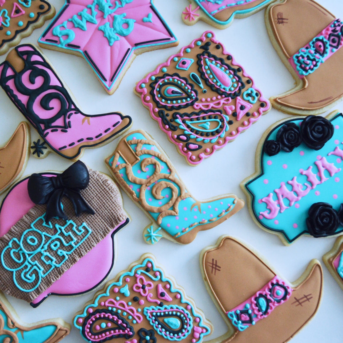 Western Cowgirl Sweet 16 Birthday Party Sugar Cookies — The Iced Sugar ...