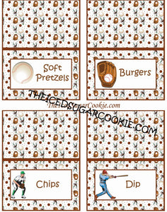 Baseball Birthday Party Food Label Tent Cards DIY Sports Printable ...