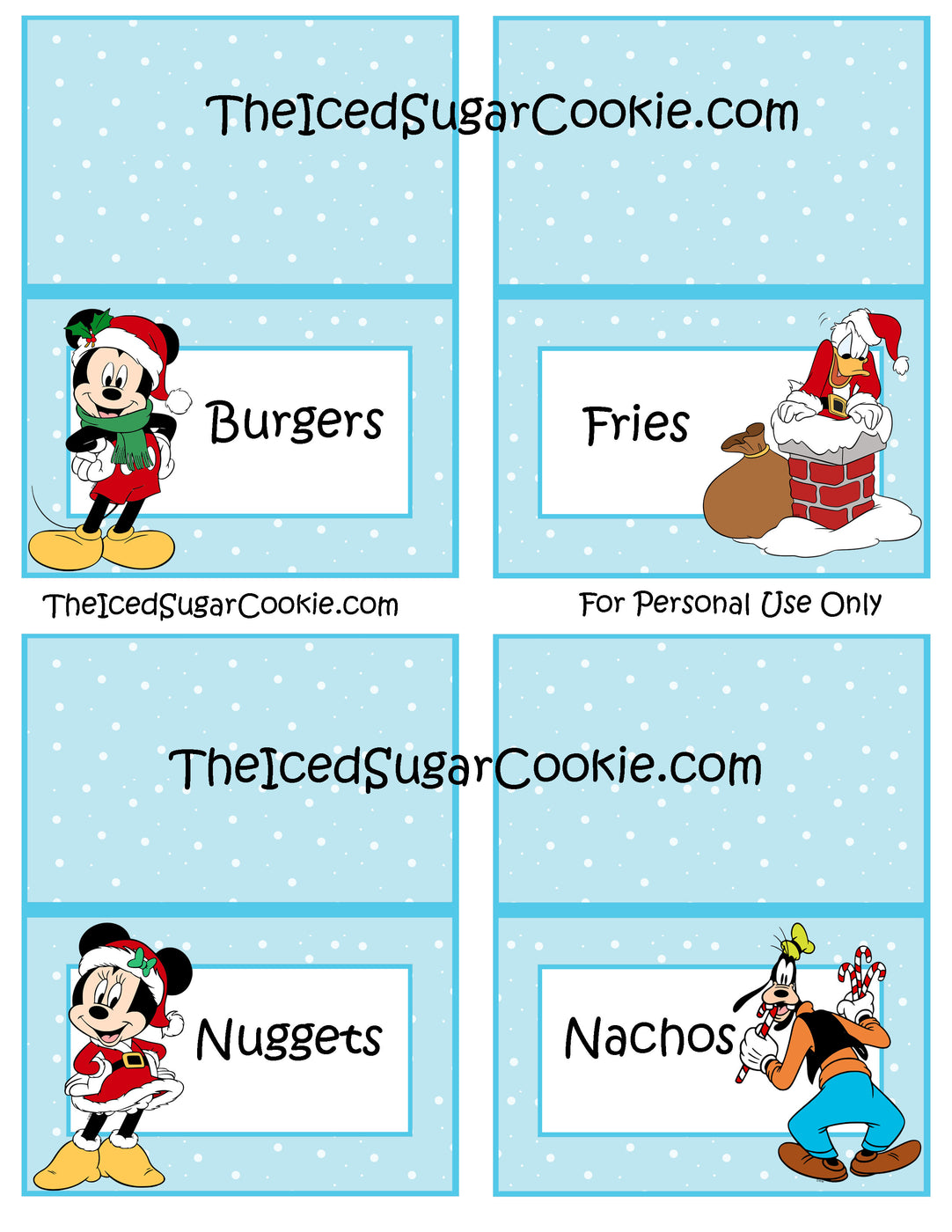 FREE Mickey Mouse Christmas Food Cards — The Iced Sugar Cookie