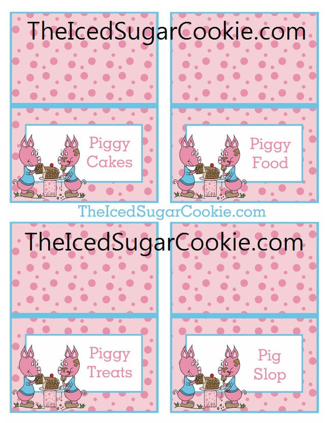 This Little Piggy Birthday Party Food Label Tent Cards-This Little ...