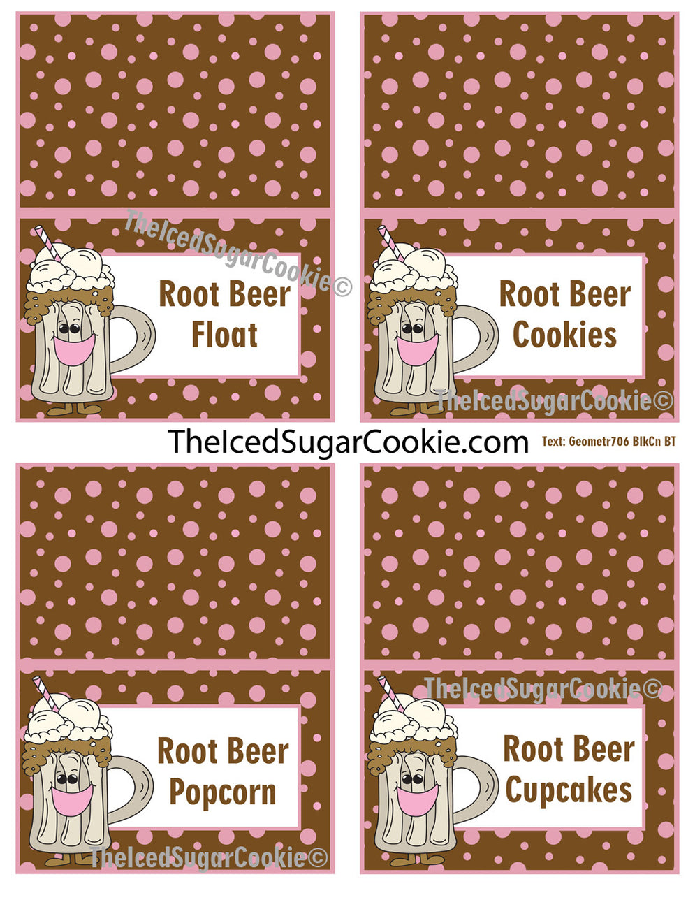 Root Beer Float Birthday Party Food Label Tent Cards Printable DIY ...