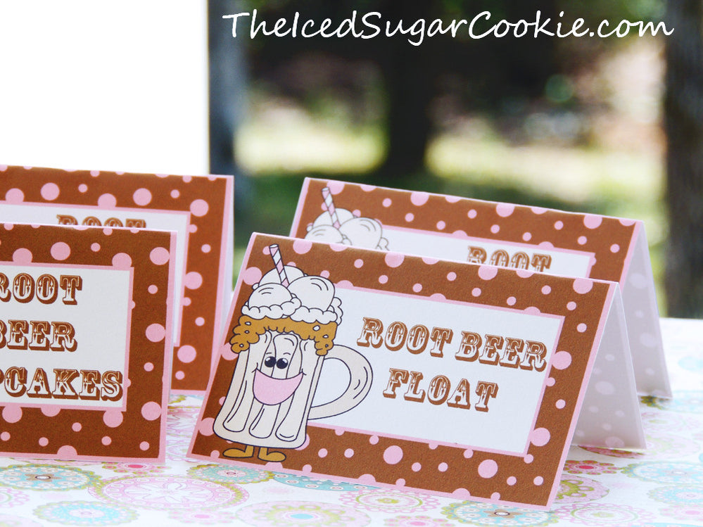 Root Beer Float Birthday Party Food Label Tent Cards Printable DIY ...